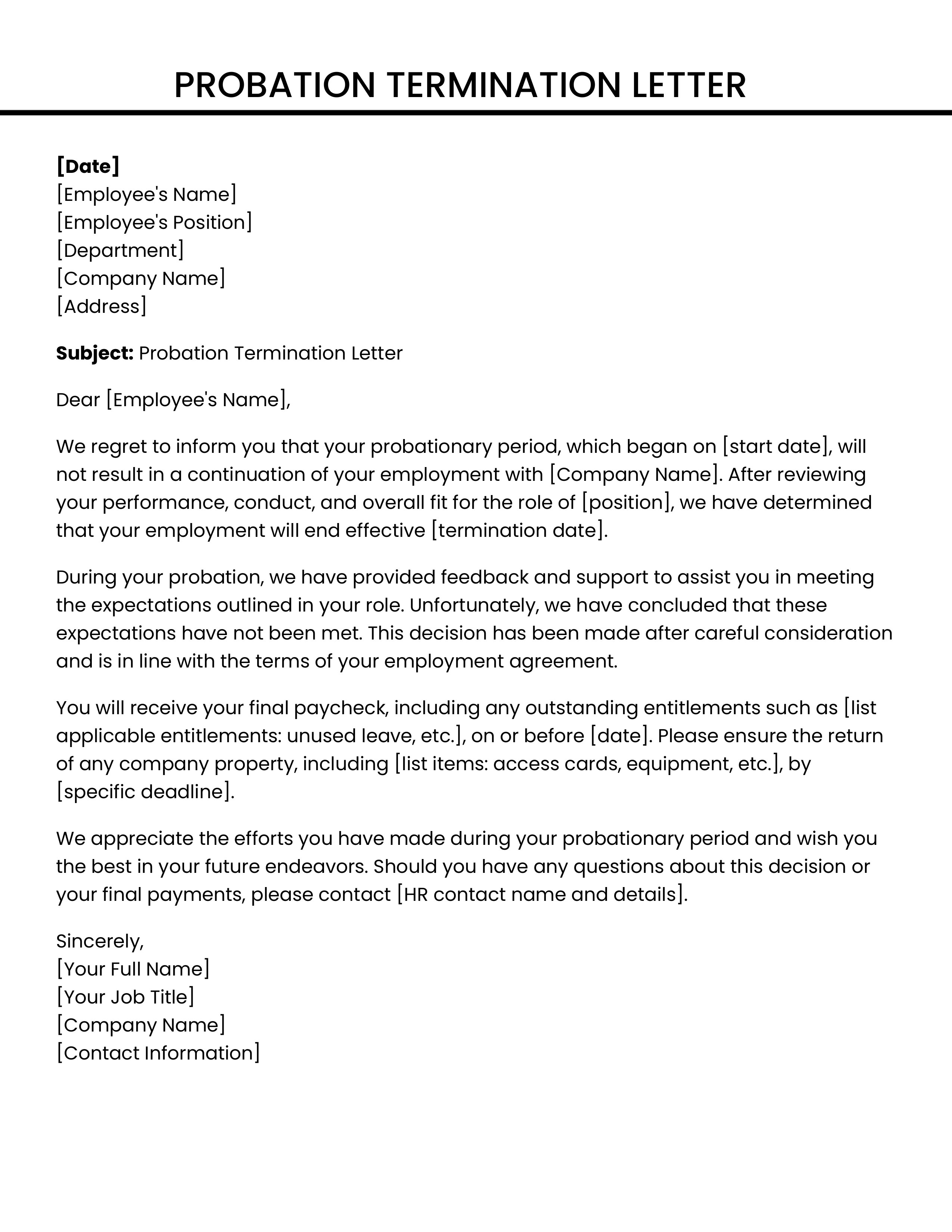 Probation Termination Letter | Medusa Store