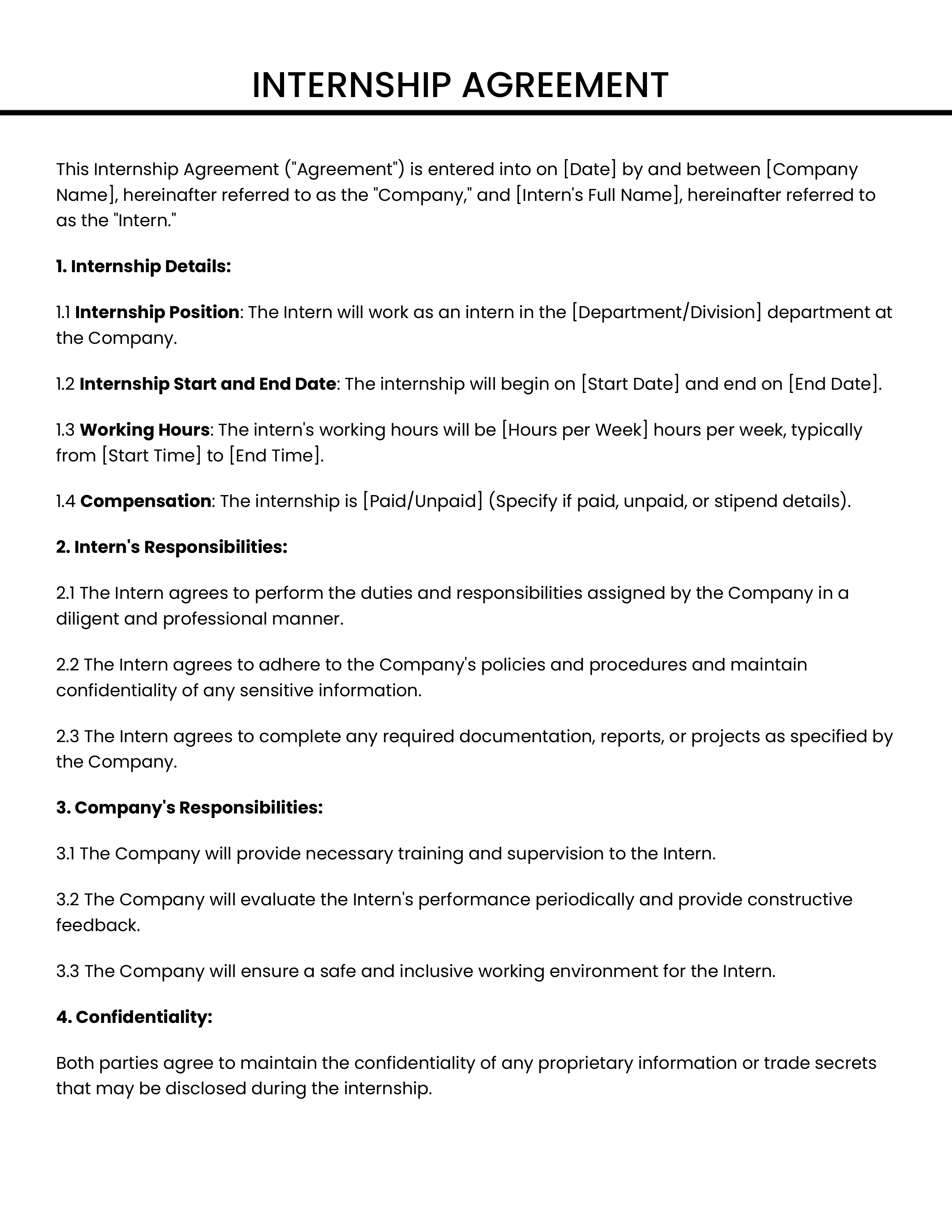 Internship Agreement | Medusa Store