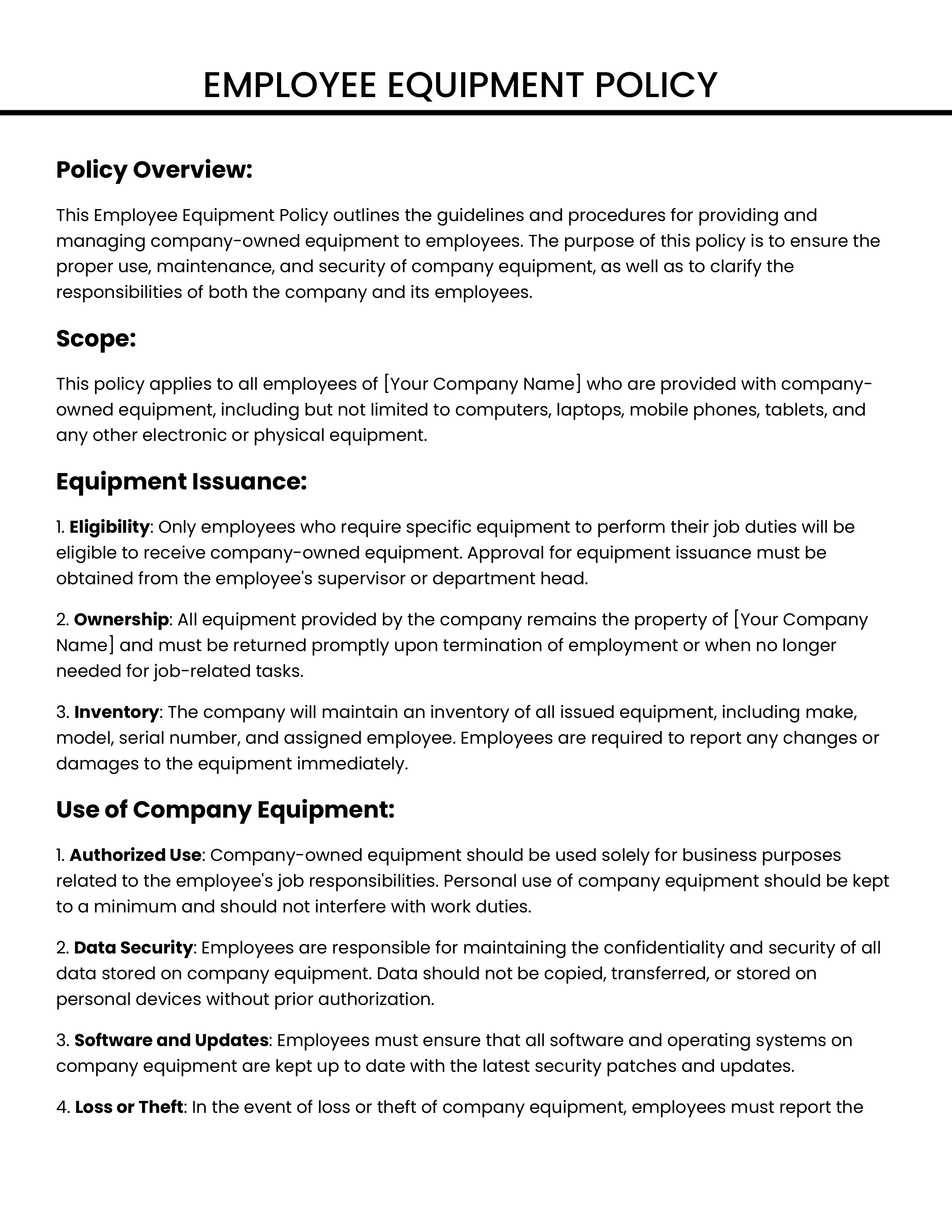 Employee Equipment Policy | Medusa Store