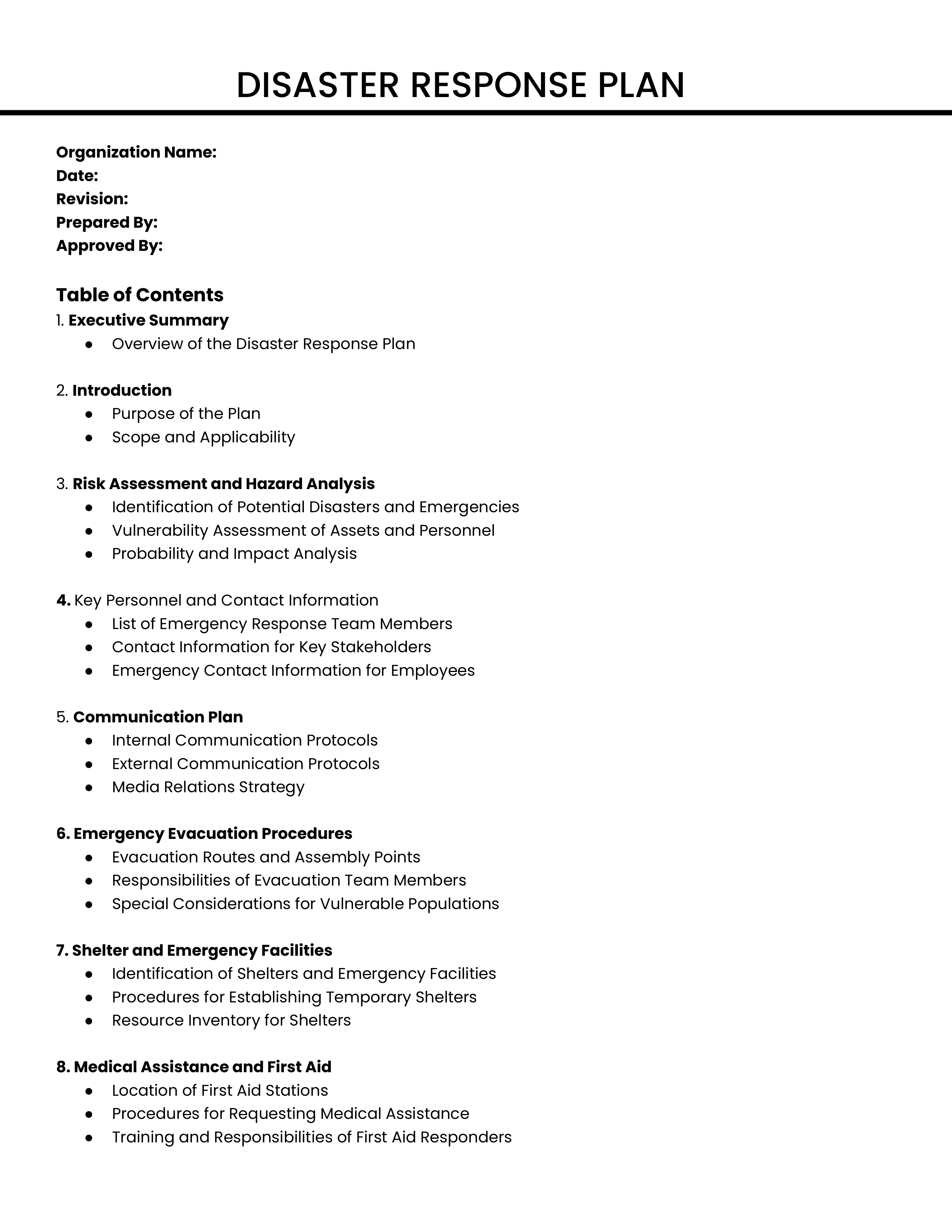 Disaster Response Plan | Medusa Store