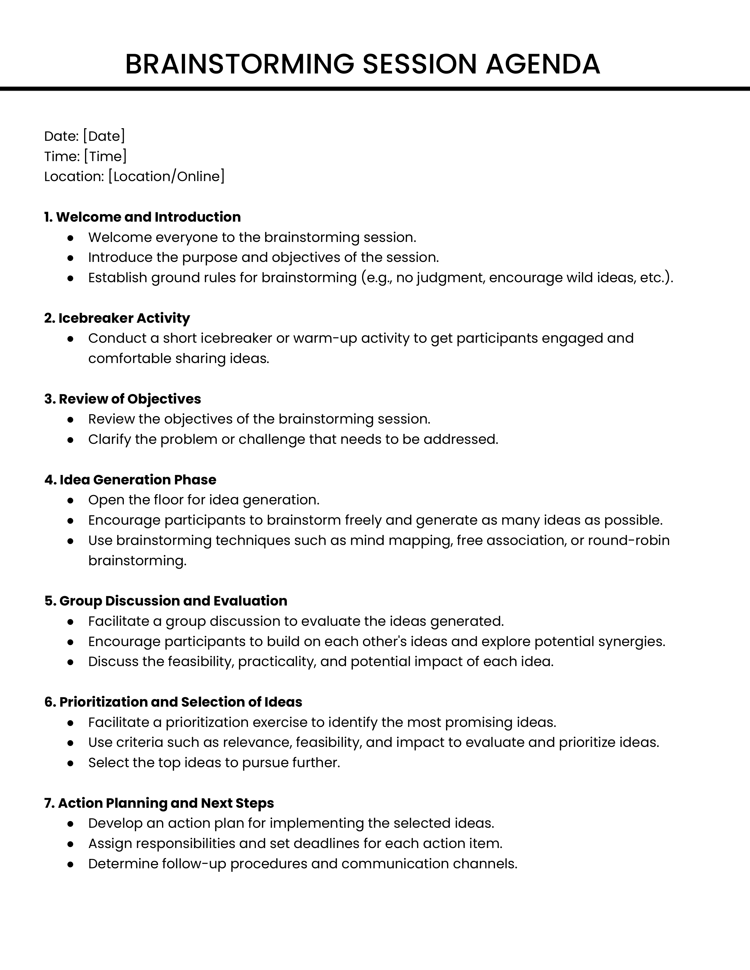 Brainstorming Session Agenda | Medusa Store