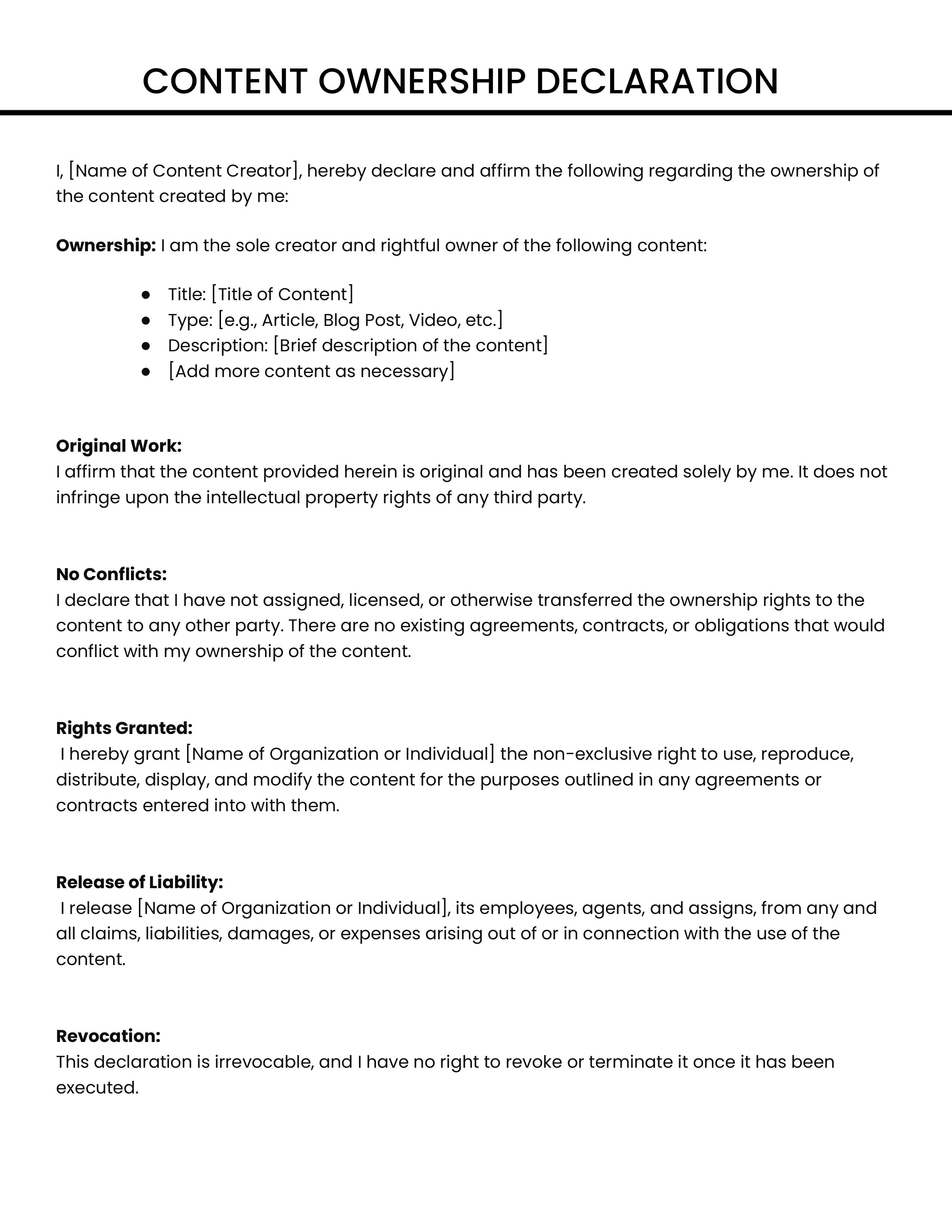 Content Ownership Declaration | Medusa Store