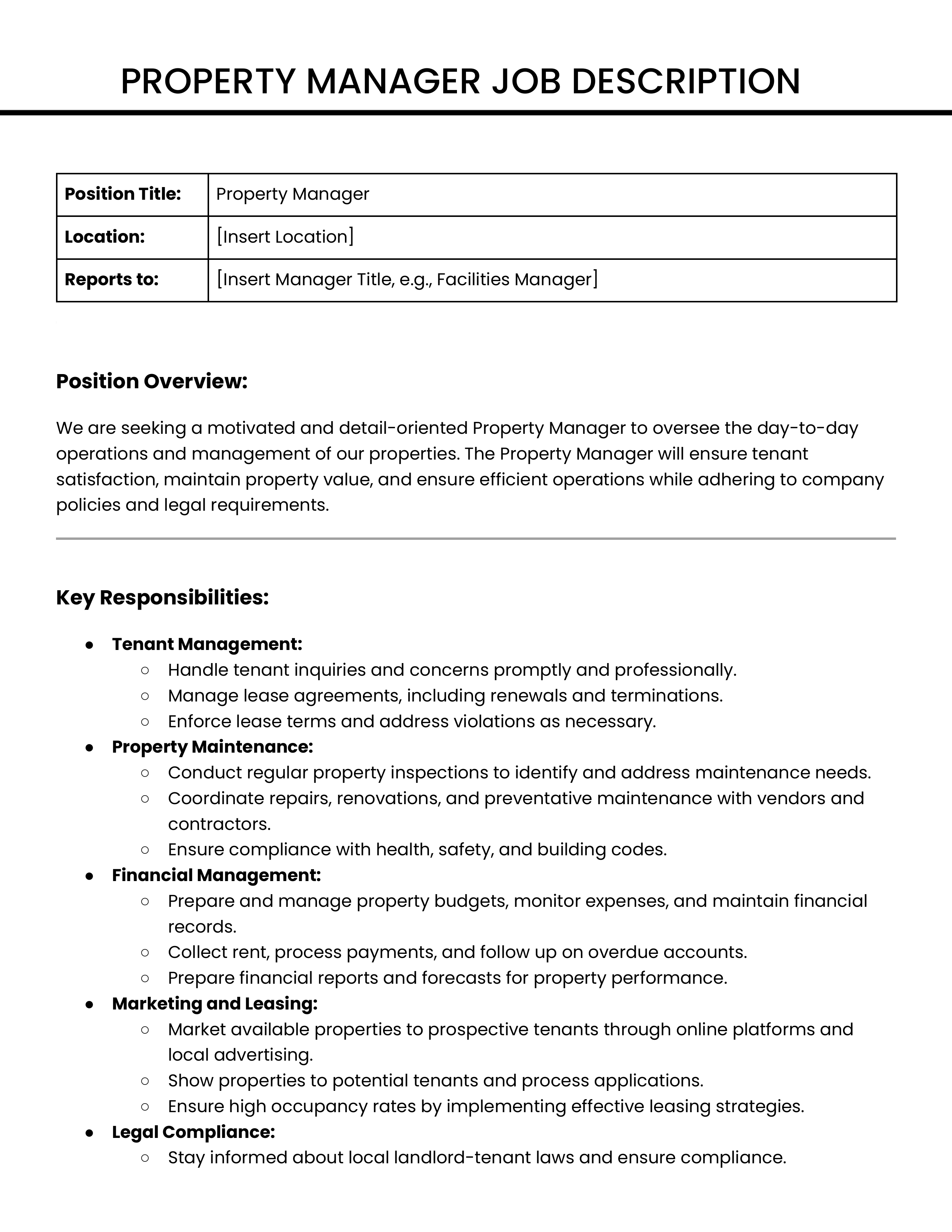 Property Manager Job Description | Medusa Store