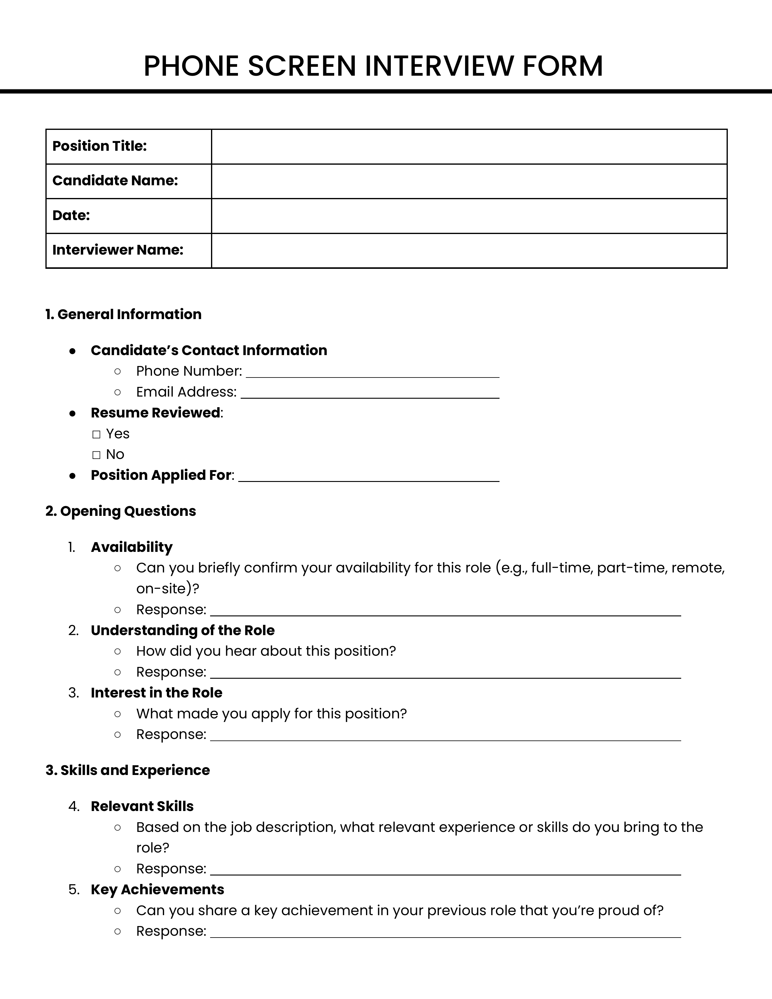 Phone Screen Interview Form | Medusa Store