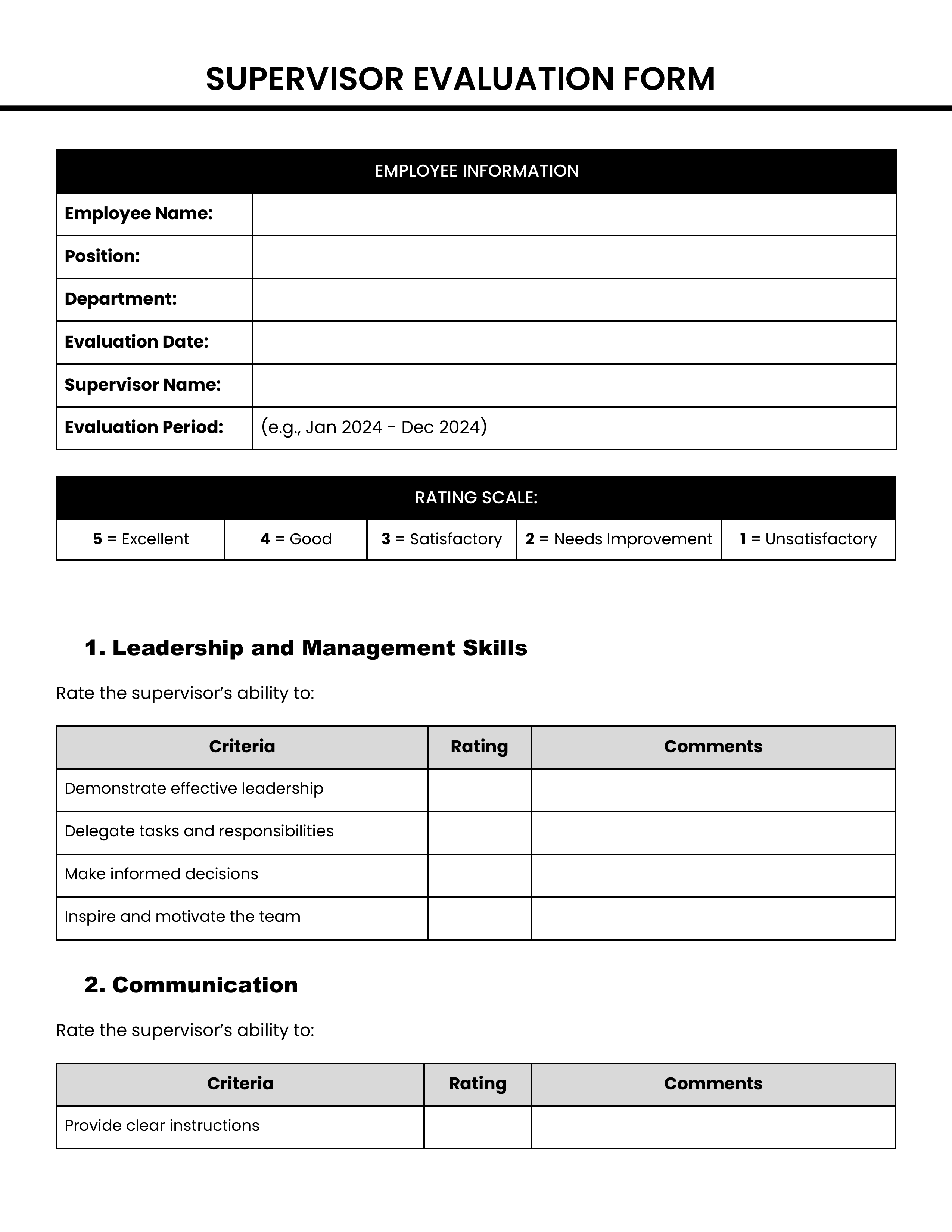 Supervisor Evaluation Form | Medusa Store