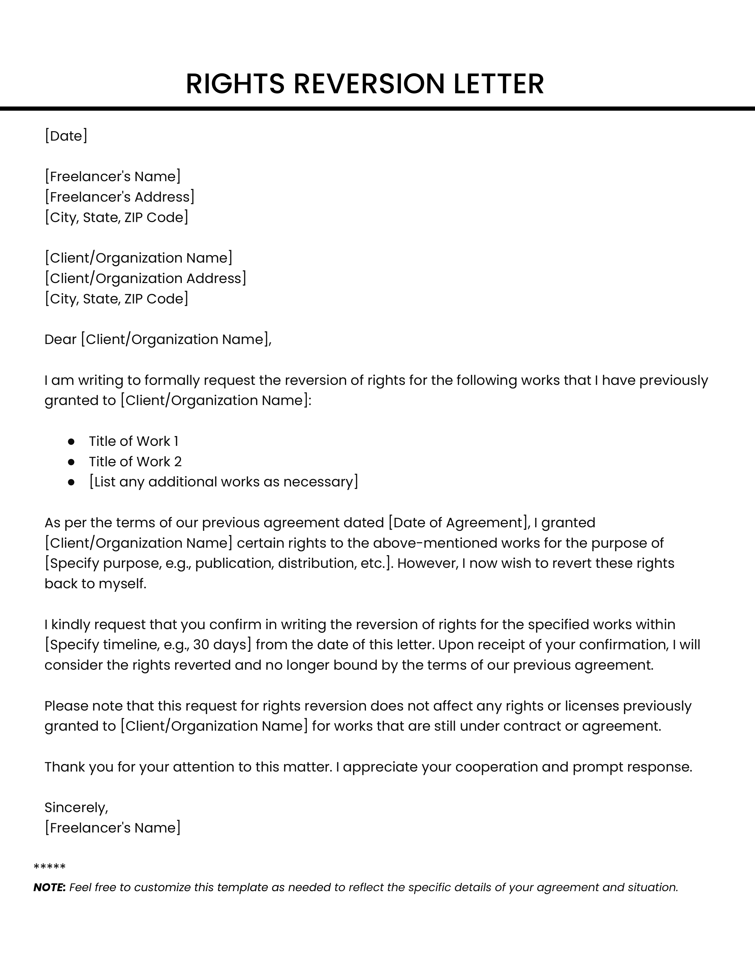 Rights Reversion Letter | Medusa Store