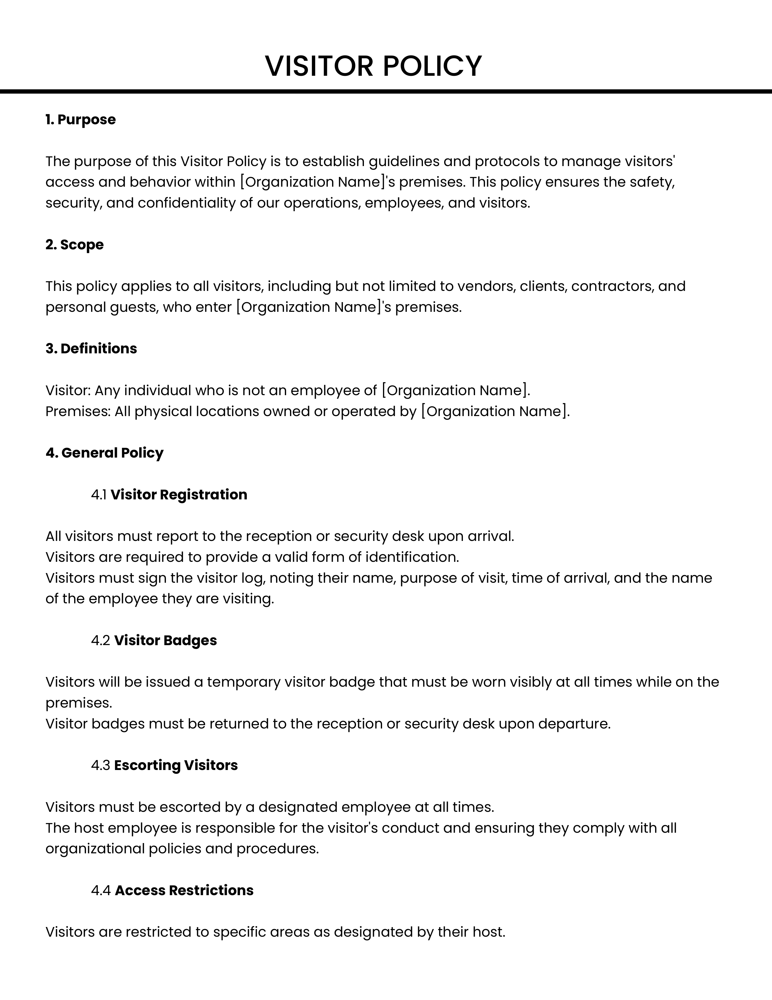 Visitor Policy | Medusa Store