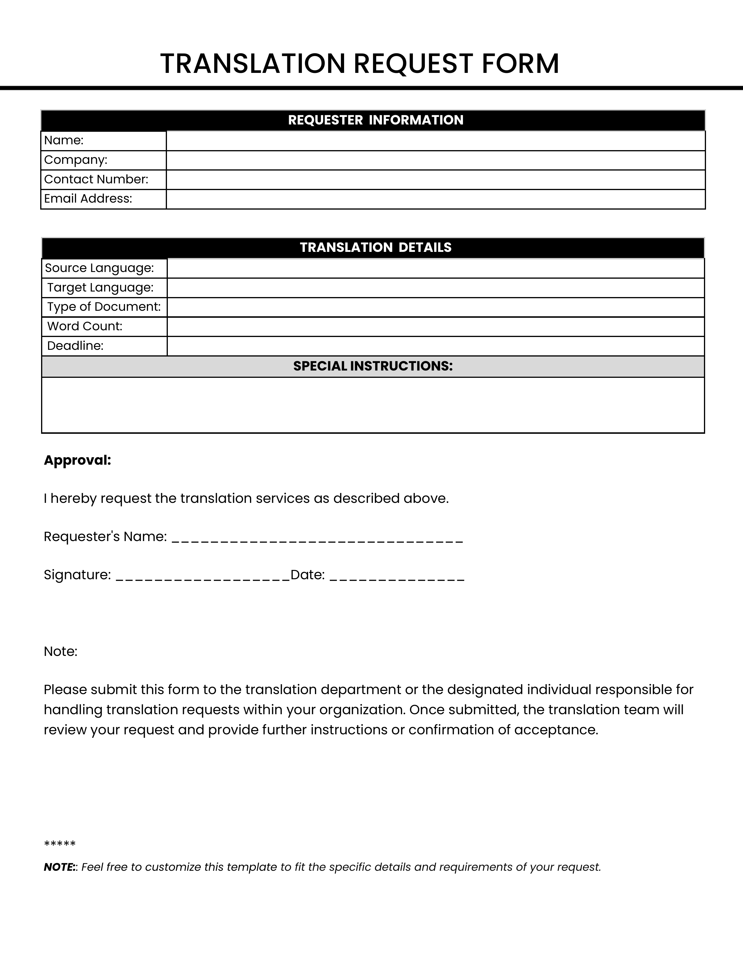 Translation Request Form | Medusa Store