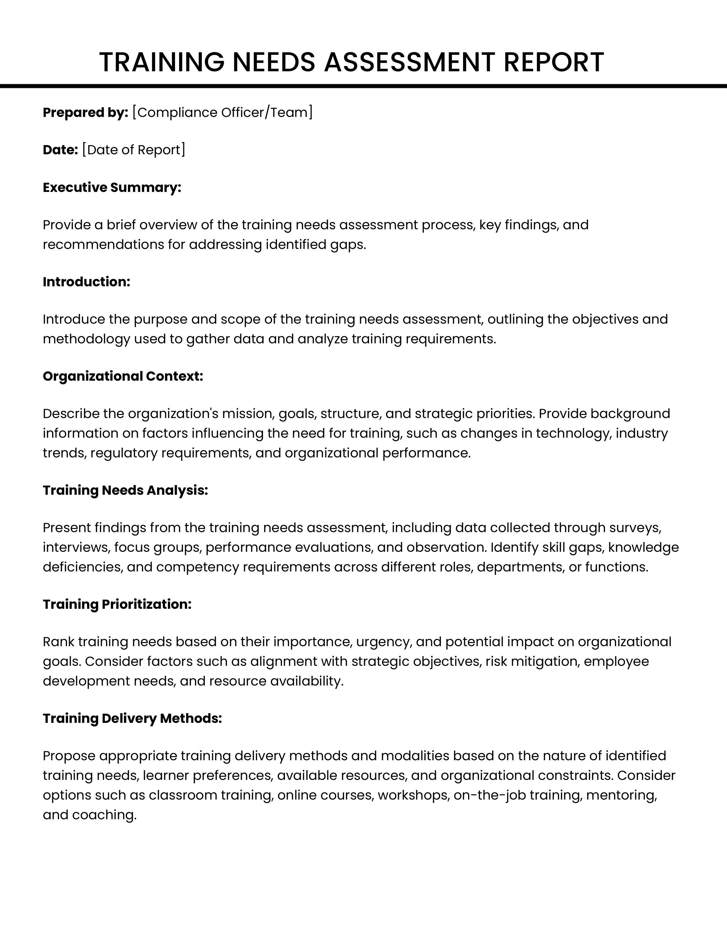 Training Needs Assessment Report | Medusa Store