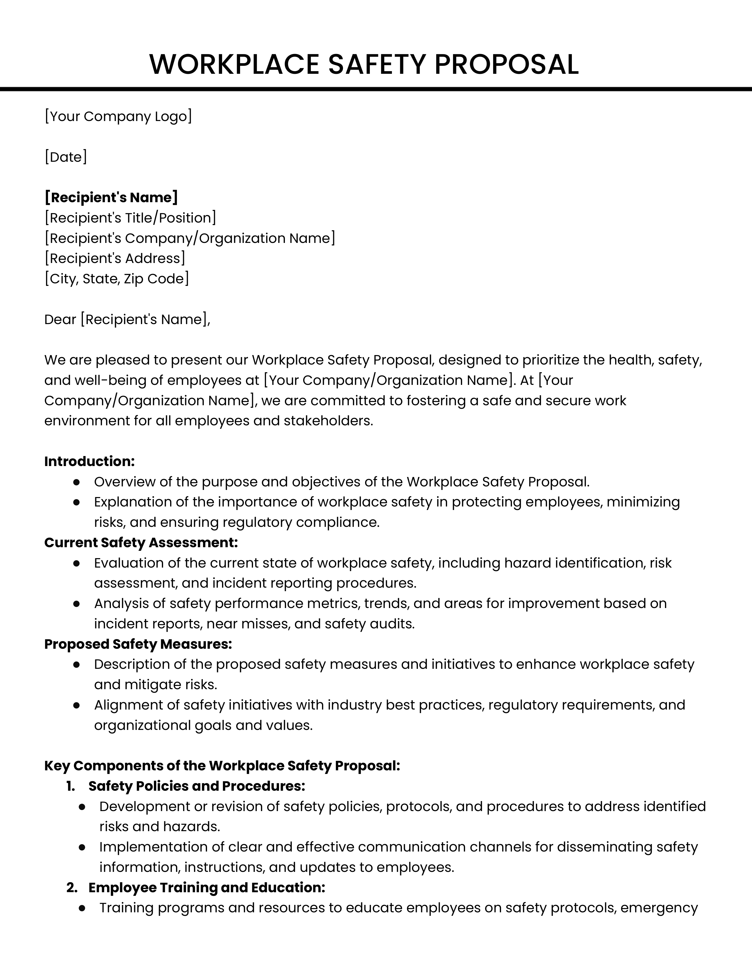 Workplace Safety Proposal | Medusa Store