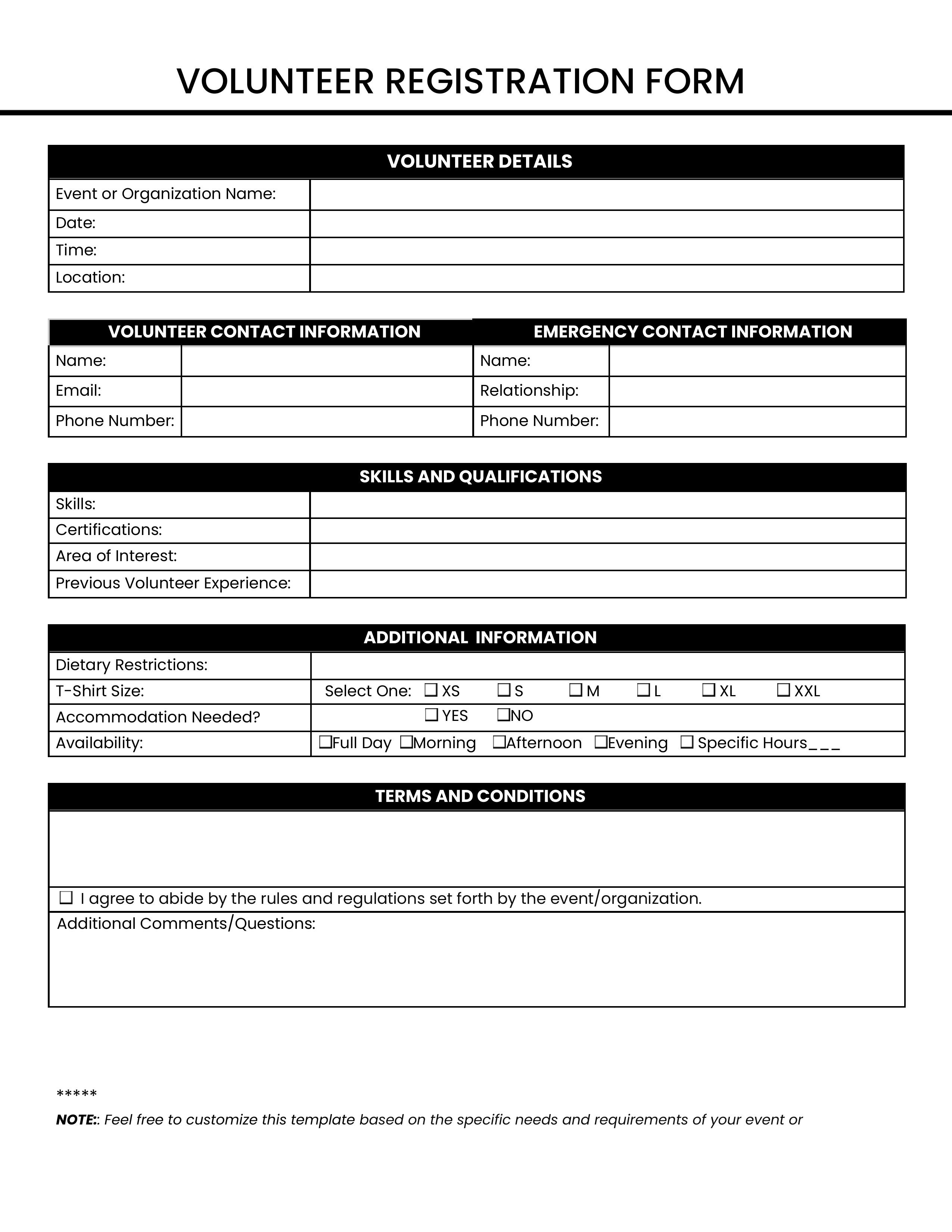 Volunteer Registration Form | Medusa Store